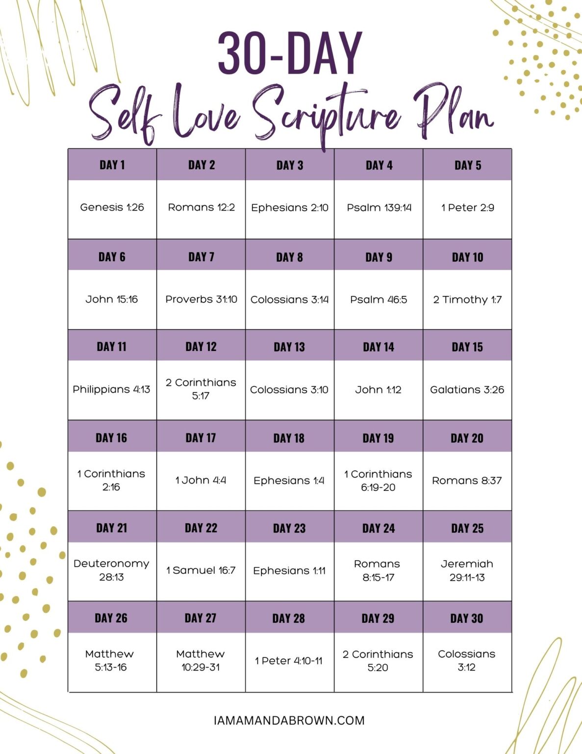 30-Day Scripture Writing Plan for Self Love - Amanda Brown